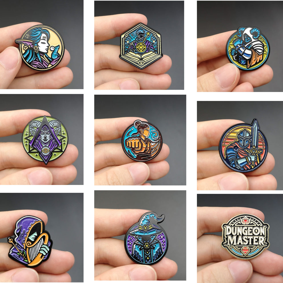 D&D Enamel Pin Set: 15 Class Pins & DM Coin | FOXBITE